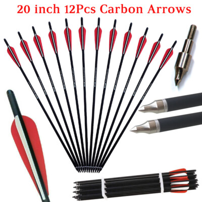 12Pcs 20 inch Crossbow Bolts Carbon Arrows Archery Hunting Half Moon ...