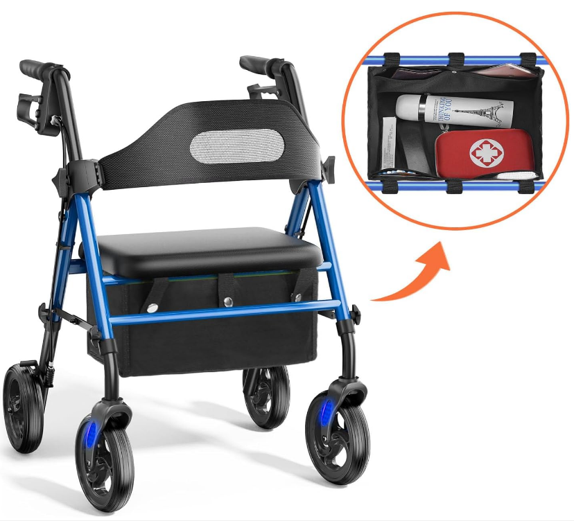 Walker Basket Under Seat Rollator Bag - Storage for 4 Wheel Walker ...