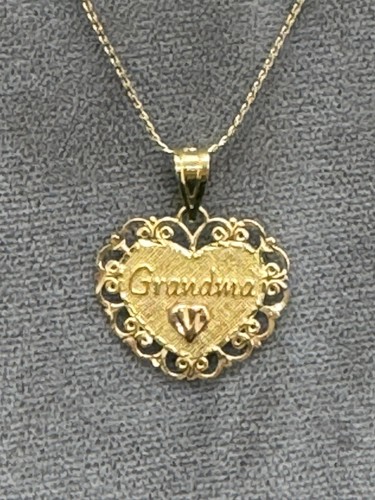14K Gold Michael Anthony Grandma Heart Pendant + 18” Gold Filled Chain ...