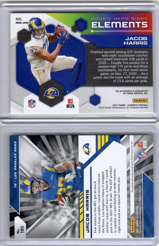 2021 PANINI ELEMENTS /50 XR FOOTBALL /99 SSP JACOB HARRIS RC AU 2 CARD ...