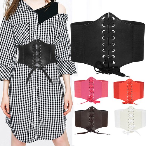 Faux Leather Elastic Waist Belt Wide Corset Belt High Waist Stretch Cummerbunds | eBay
