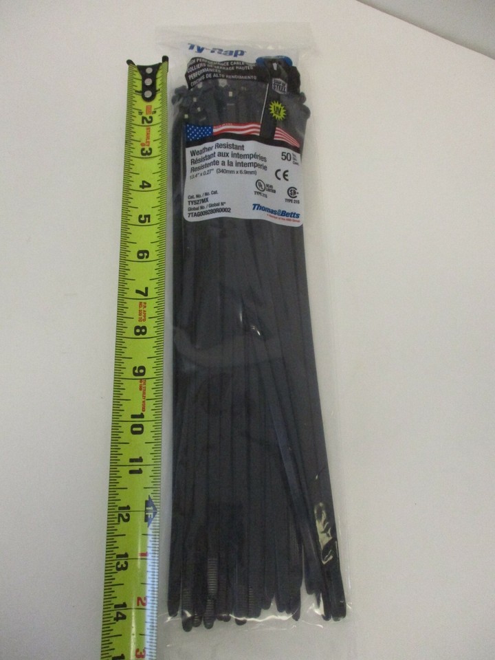 THOMAS & BETTS TY-RAPS TY527MX 13.4" X 0.27" BLACK WEATHER RESISTANT ...