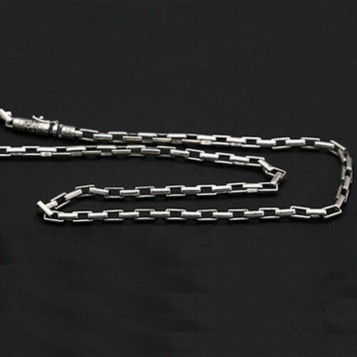 Genuine Solid 925 Sterling Thai Silver Cuboid Chain Curse Men's ...