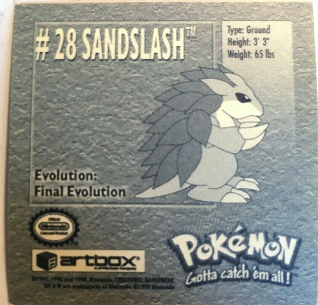 STICKERS POKEMON NEUF N°28 SABLAIREAU / SANDSLASH ARTBOX DE 1999 | eBay