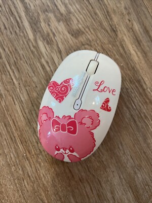 Fmouse 2.4G Wireless Super Quiet 1600DPI Optical Mouse Pink Bear Hearts ...