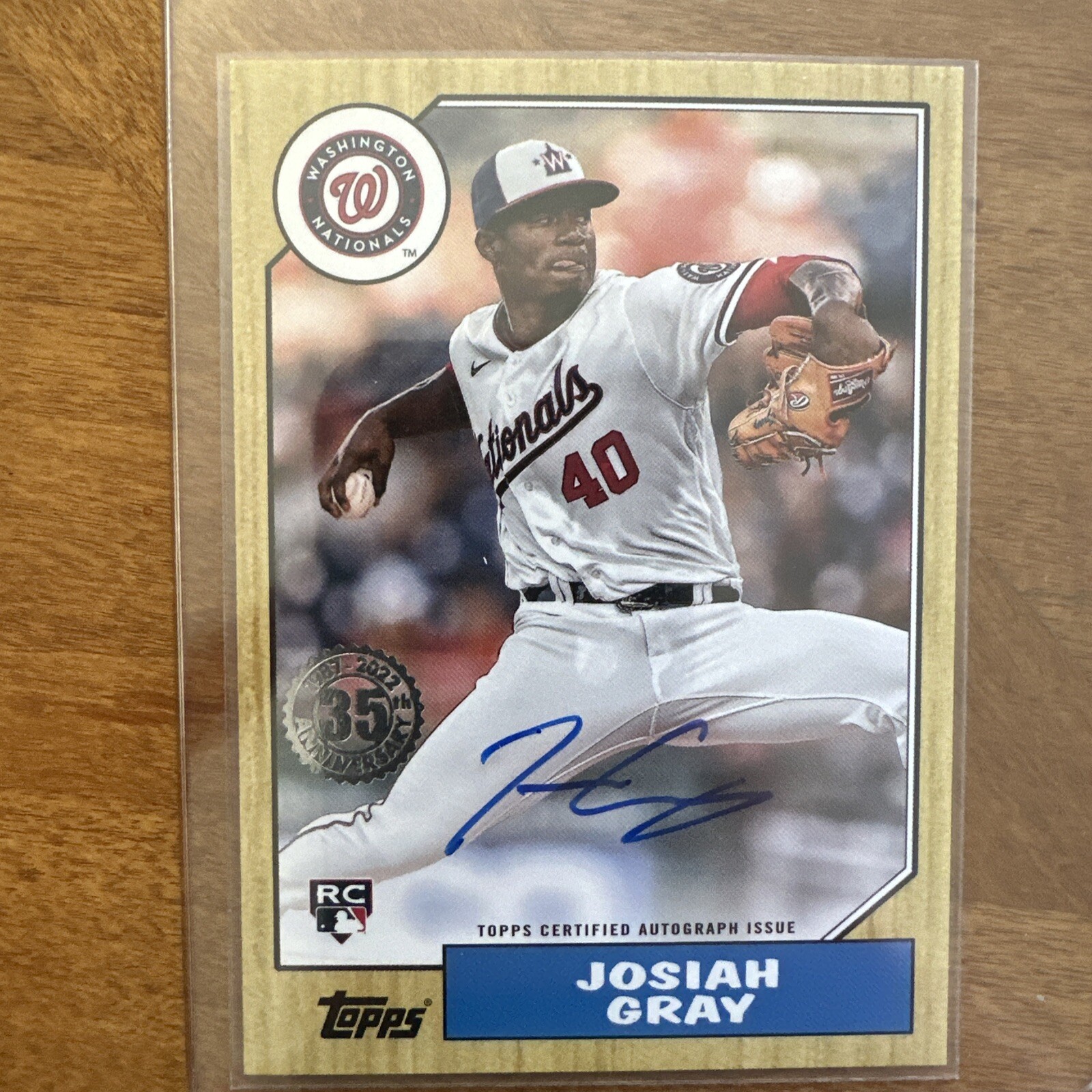 Josiah Gray RC Auto 1987 35th Anniversary 2022 Topps Series 1 87BA-JGR ...