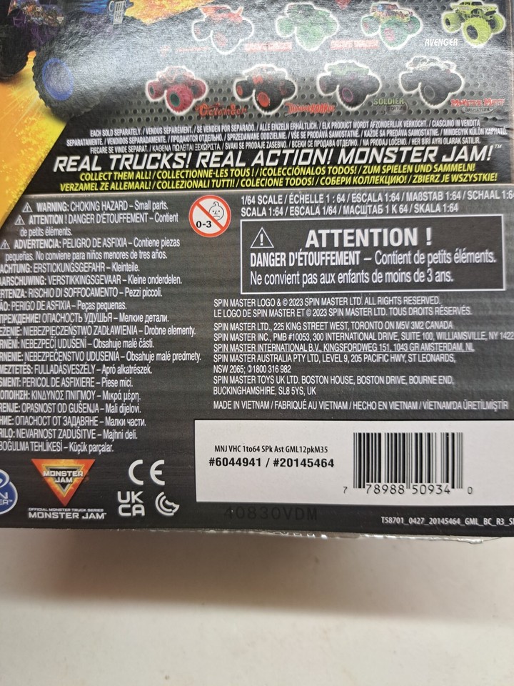 MONSTER JAM Error SUNUVA DIGGER ERROR UNSPUN LOOSE BODY NEW ON CARD ...