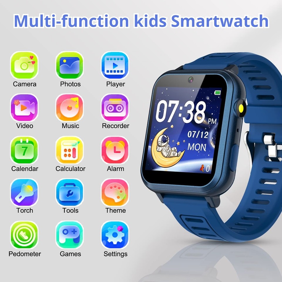 Tixpc Smart Watch for Kids with 39 Puzzle Games HD Touch Screen Camera ...