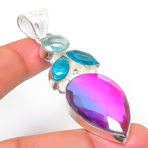 Bi-Color Tourmaline, Topaz Gemstone 925 Sterling Silver Jewelry Pendant ...