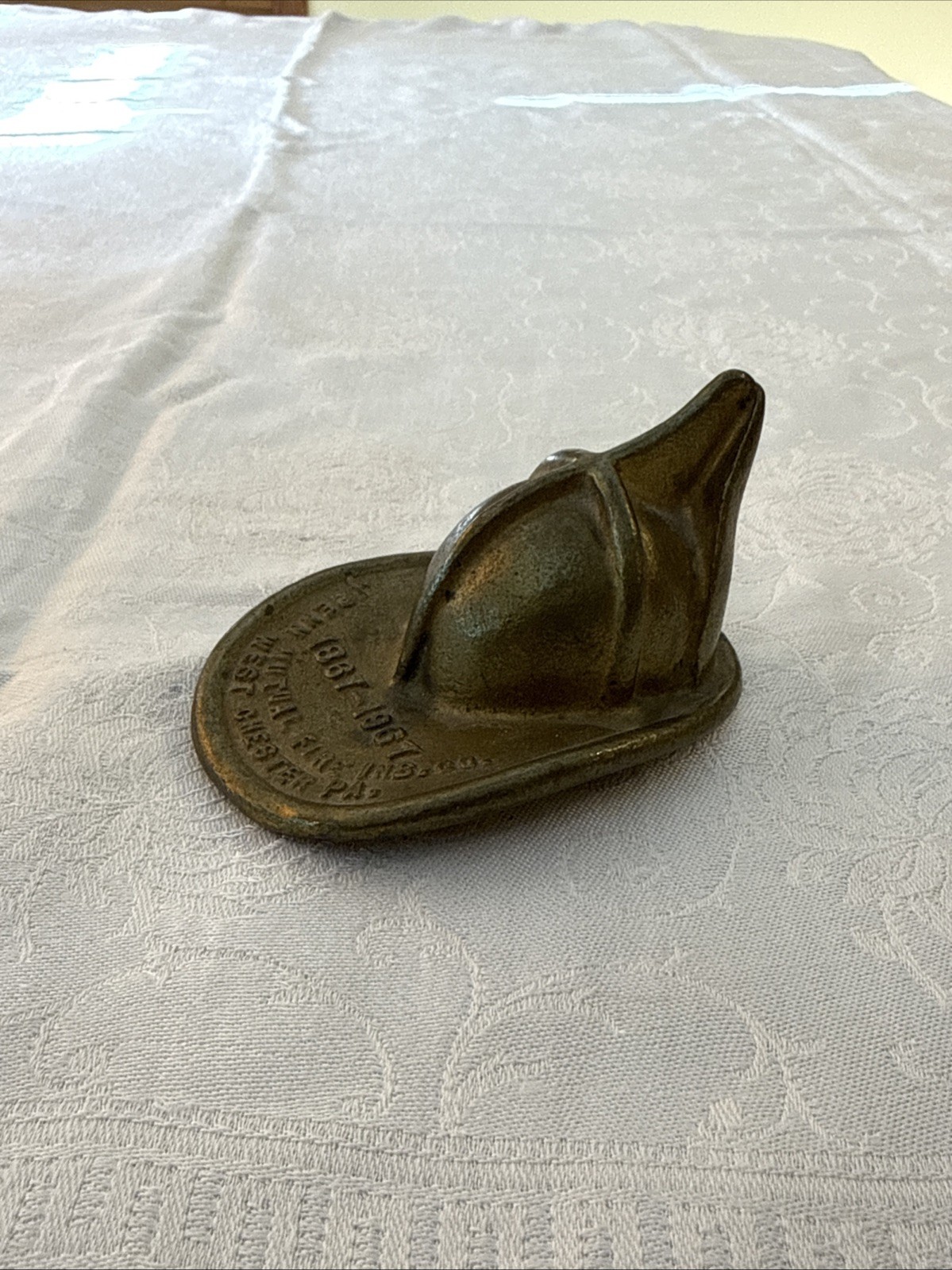 Vintage Brass Fire Fighter Helmet Penn Mutual Fire Insurance Co West ...