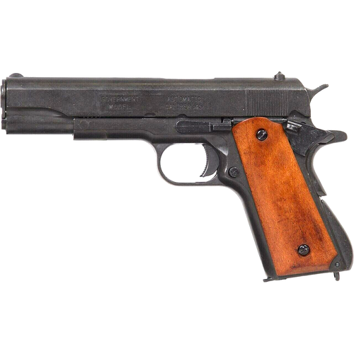 Denix 1911 A1 Nonfiring Replica Gun Prop, Black w. Dark Wood Grips ...