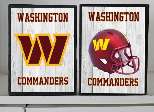 Washington Commanders NFL 2pc Decorative "White Wood" 5x4 in Wood Signs ...