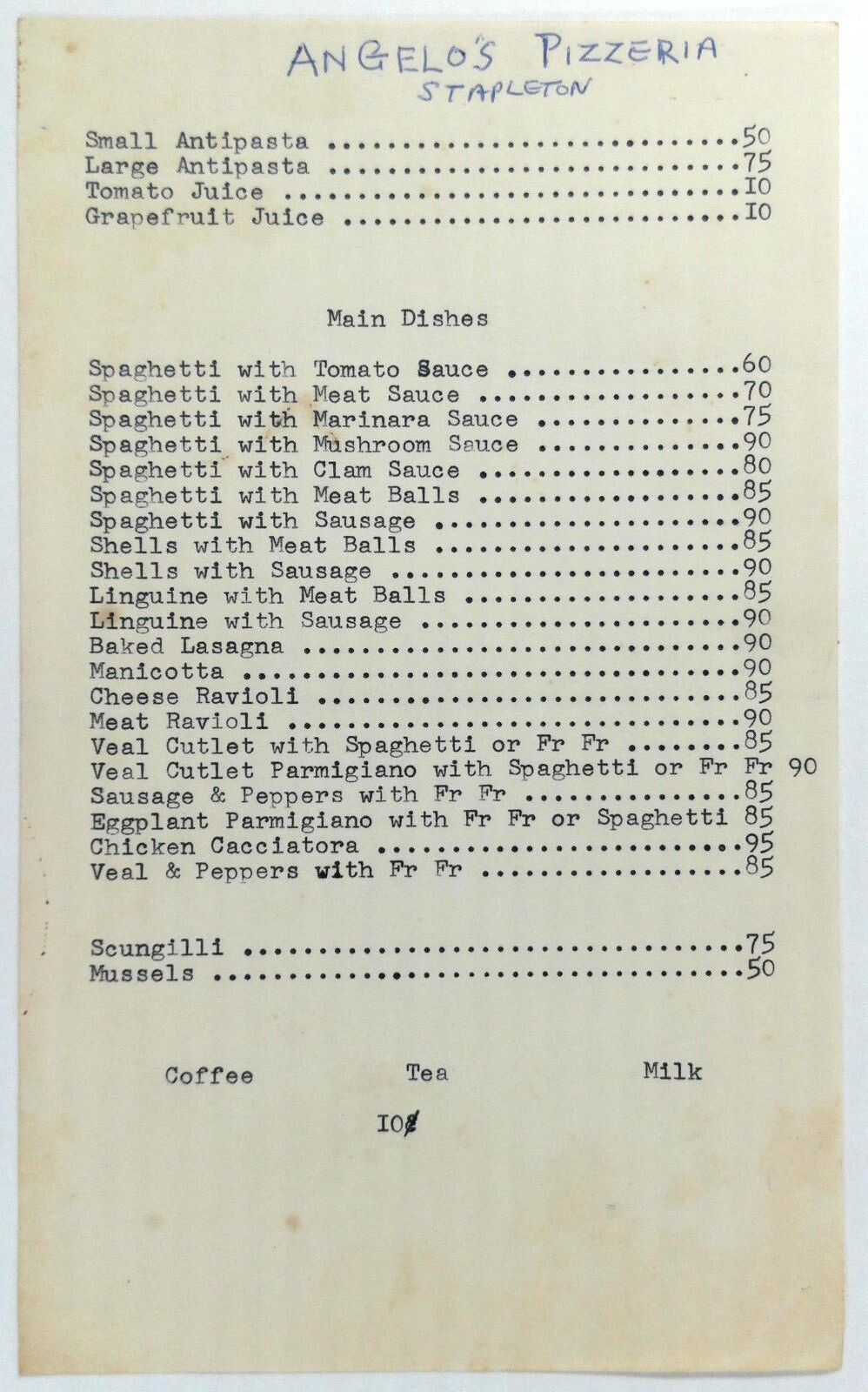 1940's ANGELO'S PIZZERIA Stapleton Staten Island New York Original ...