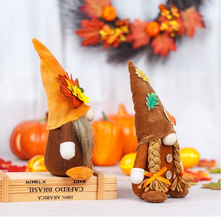 Set of 2 Thanksgiving Gnomes Fall Autumn Decorative Gnomes Harvest Gift ...