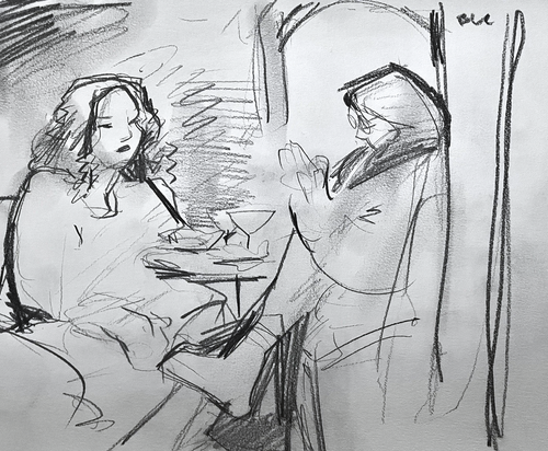 Two Women In A Cafe Pencil Drawing On Paper 9x12 Original Signed | eBay