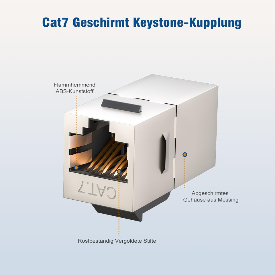 10Gbps Cat7 Keystone Module RJ45 Shielded Keystone Female Network Br ...
