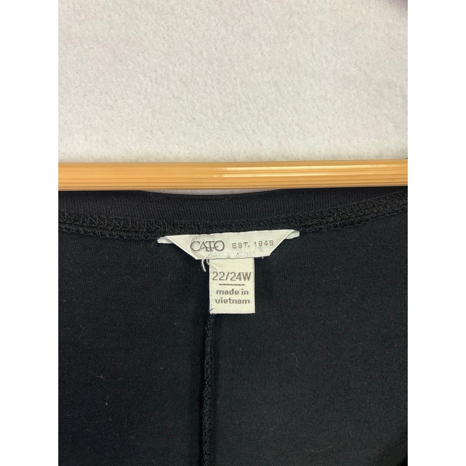 Cato Black Short Sleeve Maxi Dress Plus Size 22W 24W Ruffle Hem Pockets ...