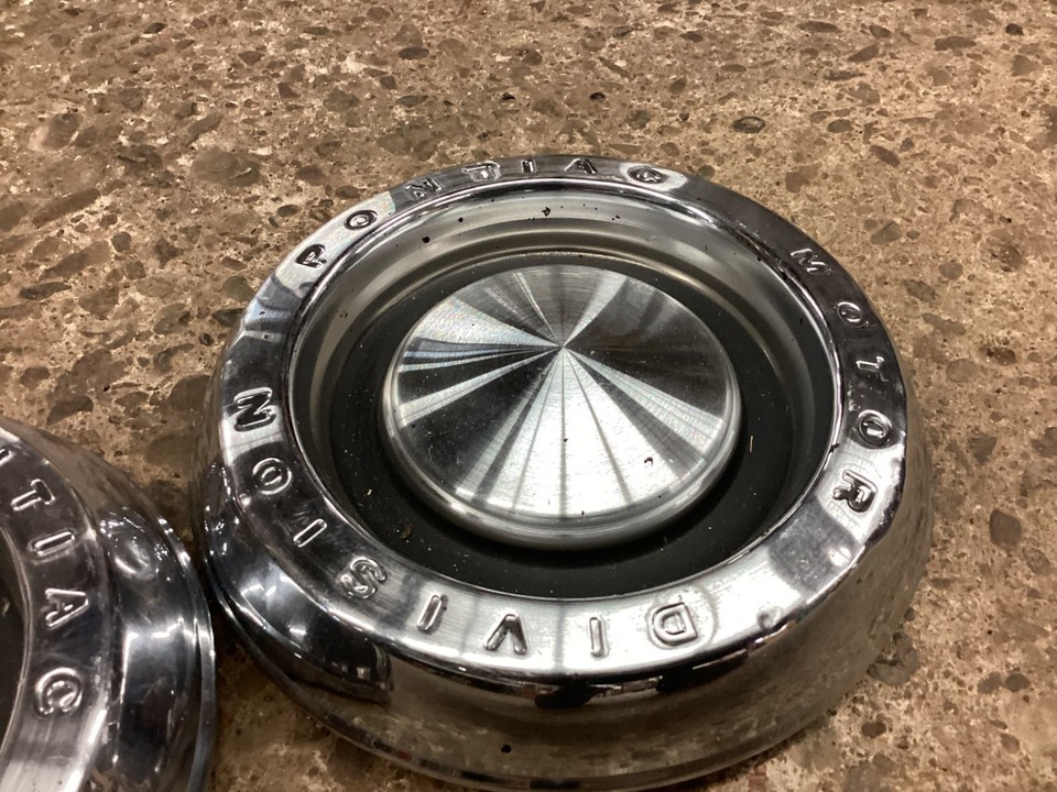 Set of 4 Pontiac 8 Lug 14X6 Steel Wheel Rims with Brake Drums & Caps ...