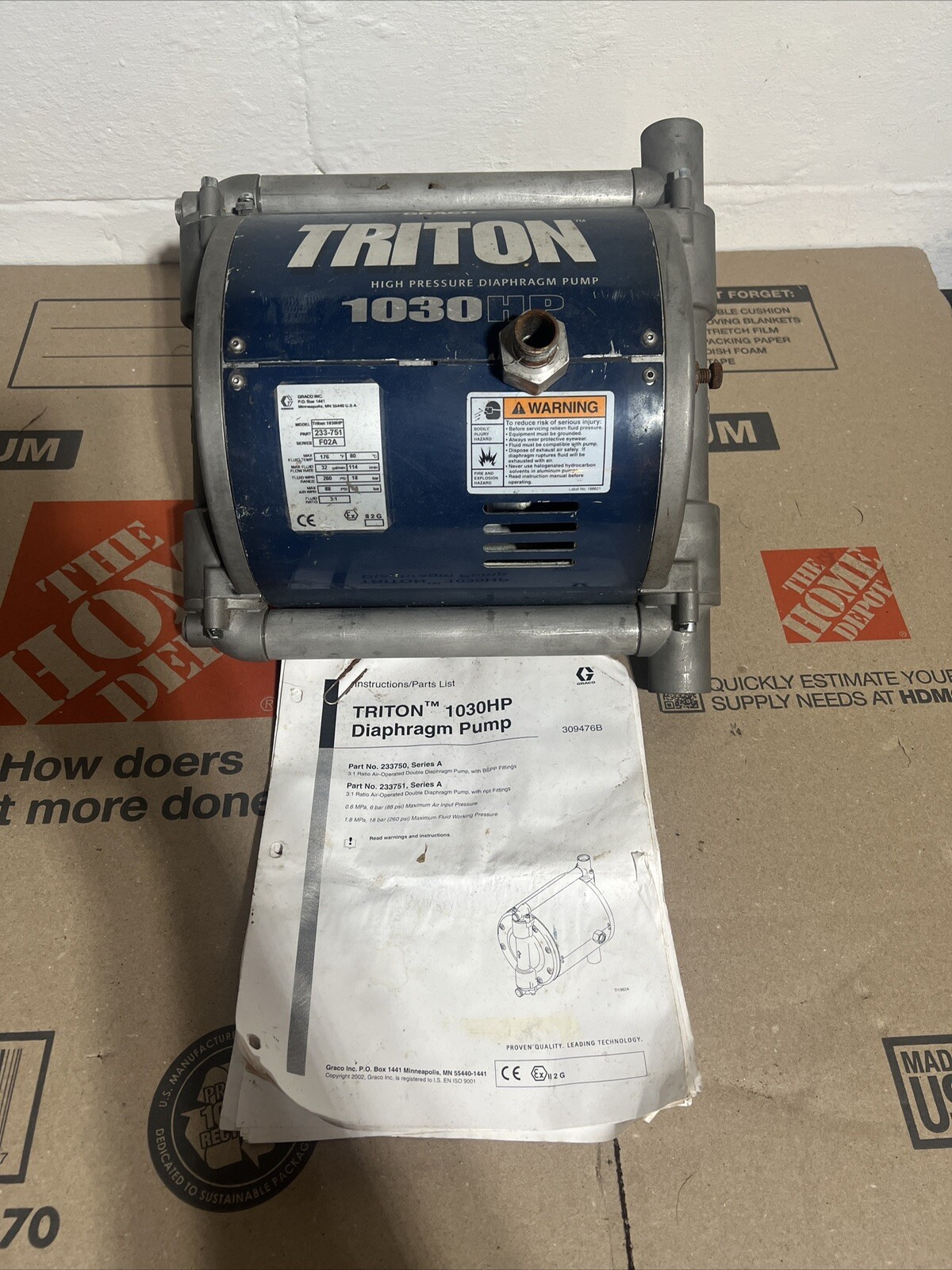 Double diaphragm pump from GRACO - Triton 1030HP 233-751 for sale ...