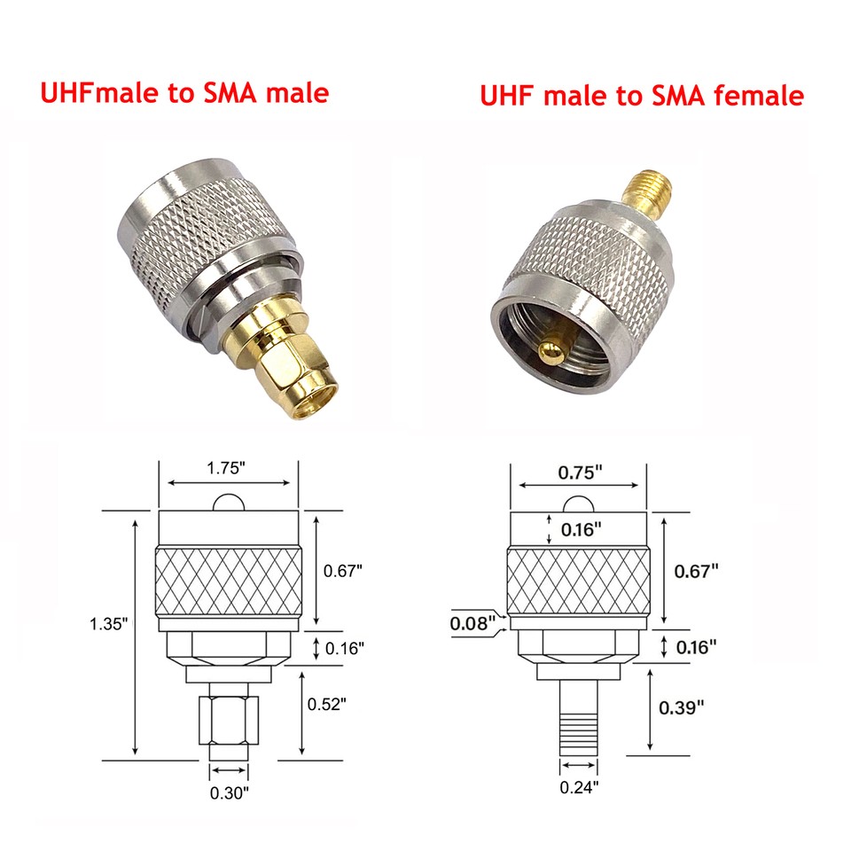 Female Male UHF SMA SO239 PL259 Adapters for CB Radio/Handheld Ham ...