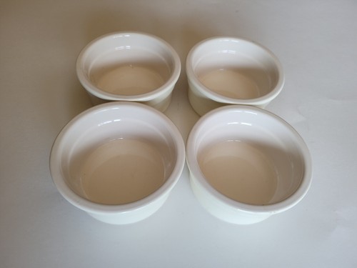 Cermer 4oz Ramekins Baking Custard Dessert Cream Brulee Lot of 4 White ...