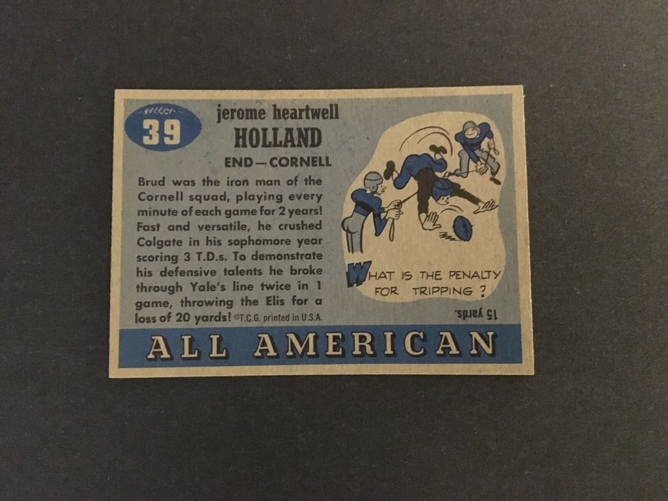 1955 TOPPS FOOTBALL(ALL AMERICAN) HIGH GRADE SET BREAK #39 BRUD HOLLAND ...