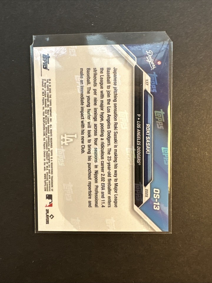 2025 Topps Now ROKI SASAKI #OS13 Japanese Free Agent Signing Dodgers | eBay