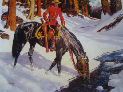 Canadian Mountie RCMP On Horse, Winter Stream | eBay