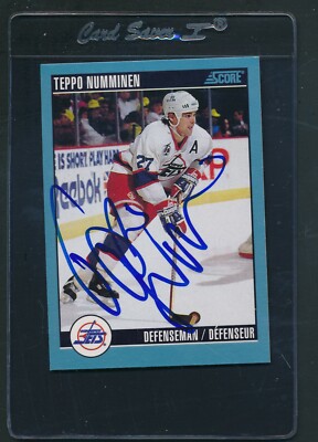 1992/93 Score #102 Teppo Numminen Jets Signed Auto *D4219 | eBay