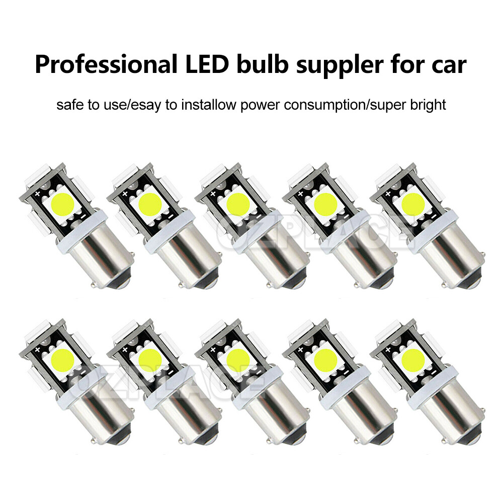 10 x BA9S BAYONET LED LIGHT BULB 5SMD 5050 WHITE PARKER 12V CAR GLOBE ...