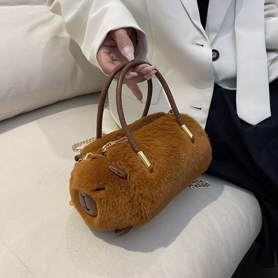 Animal Cartoon Capybara Crossbody Bag Plush Capybara Guinea Pig Handbag ...