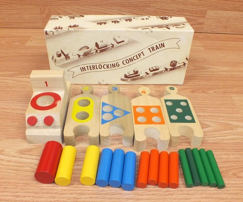 Vintage Guidecraft inc. Wooden Interlocking Concept Train in Original ...