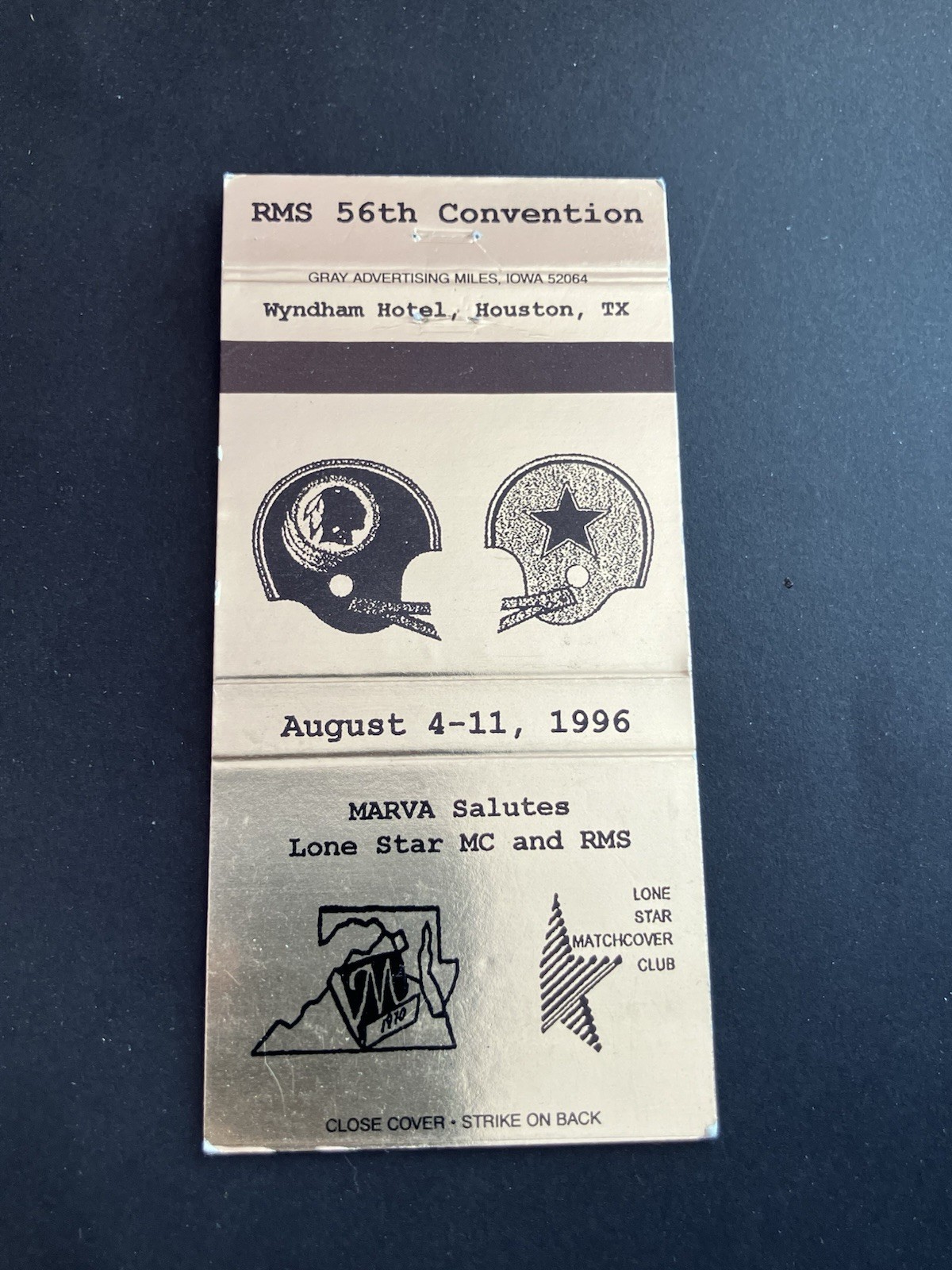 Vintage NFL Football Matchbook “Washington Redskins - Dallas Cowboys ...