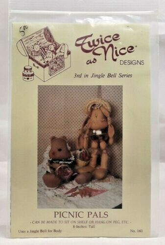 NEW 1992 Twice As Nice Sewing Pattern 160 Picnic Pals 8" Jingle Bell ...