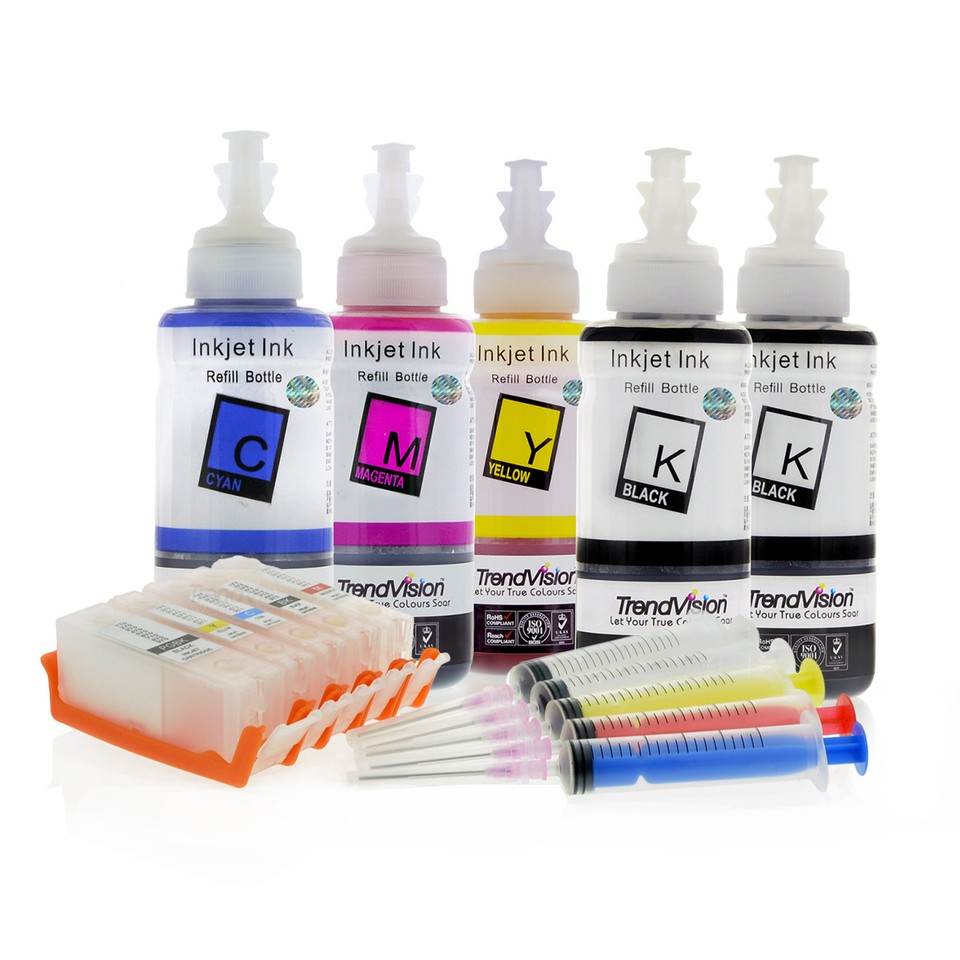 Refillable Ink Cartridge compatible with Canon IP7260 IX6860 MX726 ...
