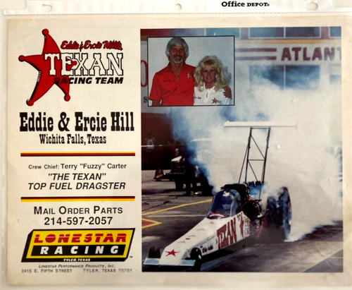 EDDIE & ERCIE HILL THE TEXAN T/F DRAGSTER NHRA DRAG RACING POSTCARD | eBay