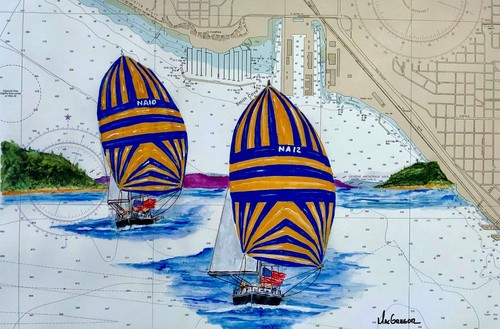 US Naval Academy Sailing Center 44s Sloops art print cadet graduation ...