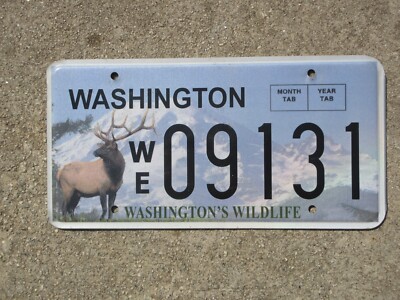 Washington Wildlife Elk License Plate WA WE 09131 Mountains Hunting ...
