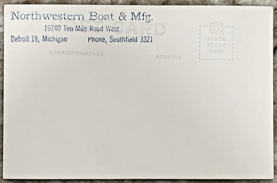 Northwestern Boat & Mfg Michigan Curly Craft Wooden Rowboat RPPC ...