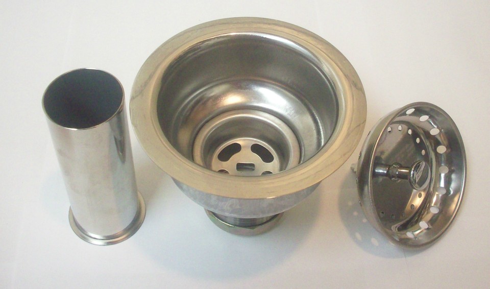 Heavy Duty Kitchen Deep Cup Style Sink Strainer with Basket in Polished ...