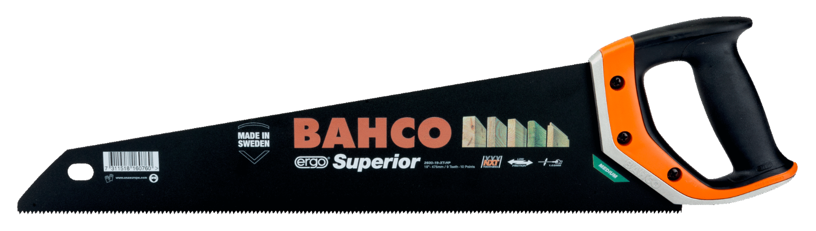 Bahco 2600 22 XT HP Ergo Superior 9TPI 22"/550mm Medium Cut Wood ...