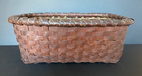 FINE EARLY AMERICAN BASKET IN OLD RED WASH PAINT FOLK ART PRIMITIVE | eBay
