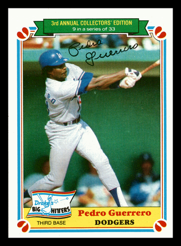 1983 Topps Drake's Pedro Guerrero Los Angeles Dodgers #9 NM-MINT | eBay
