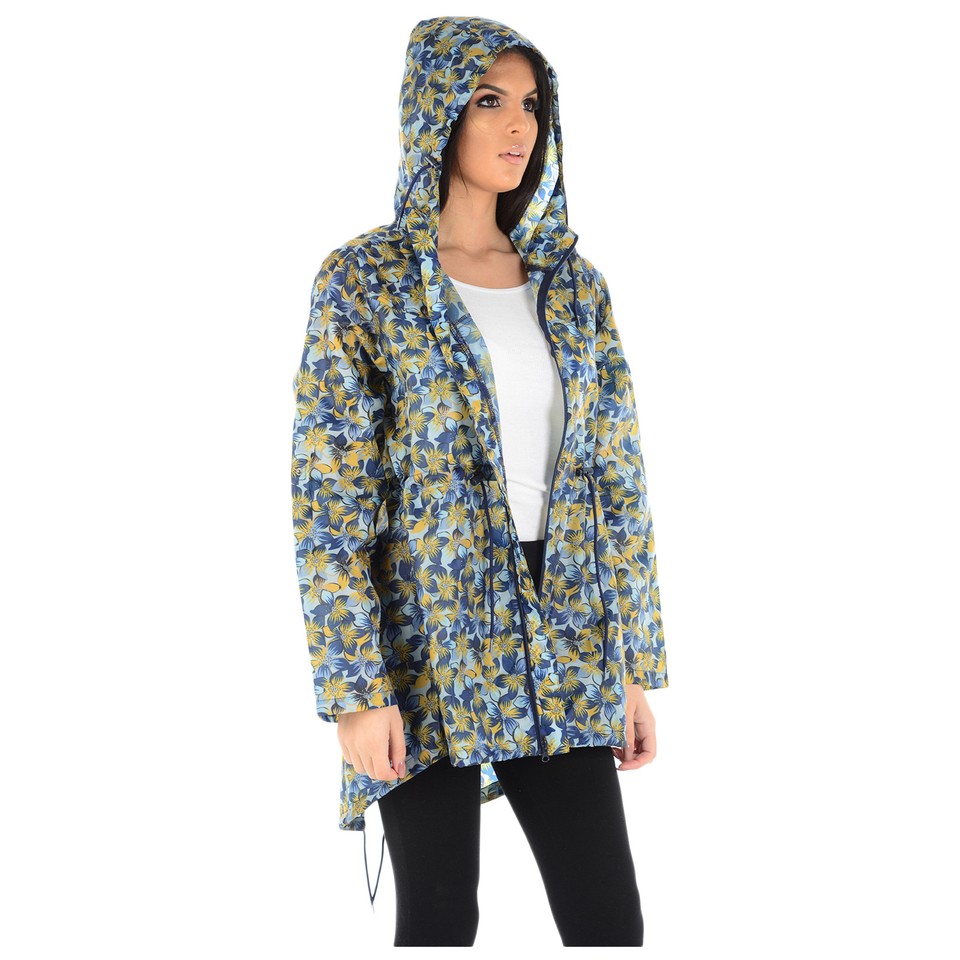 LADIES RAIN MAC WOMEN RAINCOAT FISHTAIL KAGOOL PARKA FESTIVAL HOODED ...
