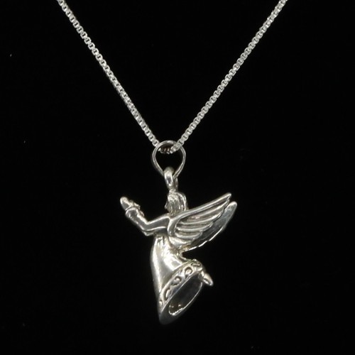 Sterling Silver - Guardian Angel Pendant 18" Box Chain Necklace - 5g | eBay