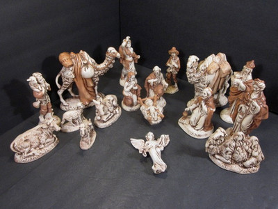 Atlantic Mold Nativity Set Ceramic 17 Piece Vintage Christmas Nativity ...