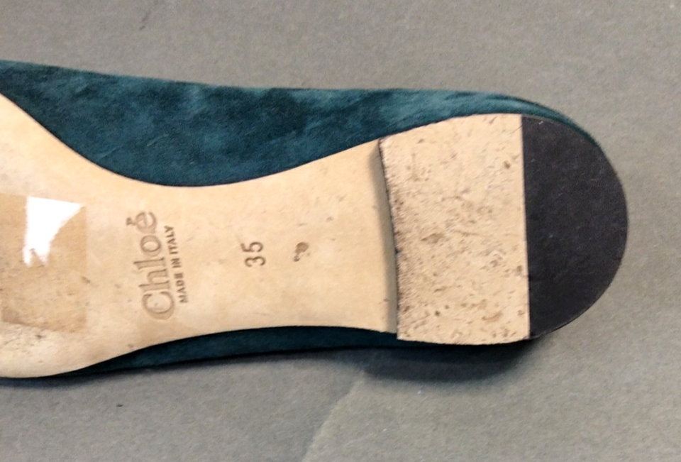 Chloe Lauren Ballet Flats - EU 35 UK 2.5 - Dark Green Suede - Scalloped ...