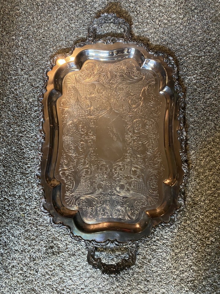 Silver Plate Ascot LARGE Serving Tray’ Vintage @ LOW PRICE "L@@K" | eBay