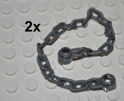 LEGO PARTS - 2X DARK BLUISH GREY CHAINS 21 LINKS (16-17L), CASTLE, CITY ...