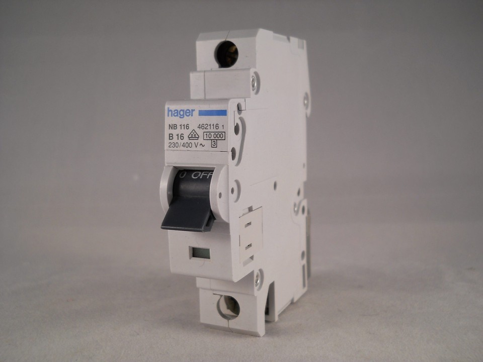 Hager MCB 16 Amp Single Pole Circuit Breaker Type B 16A B16 462116 ...